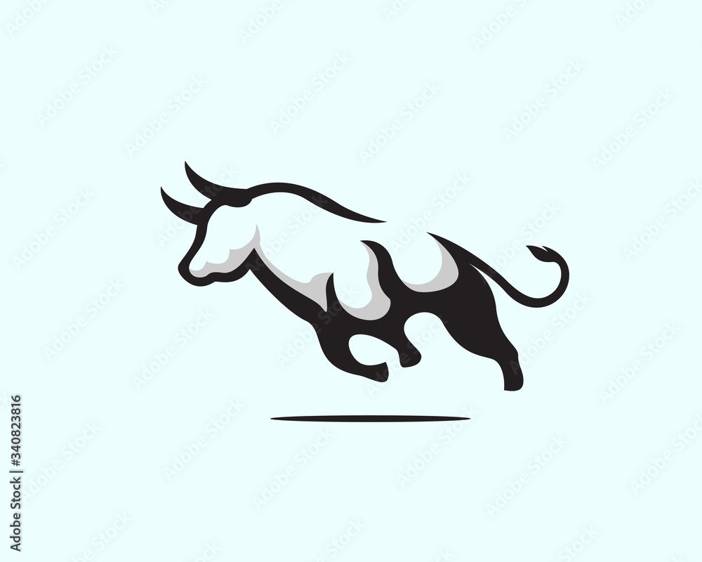 Running bull logo design inspiration Stock Vector | Adobe Stock