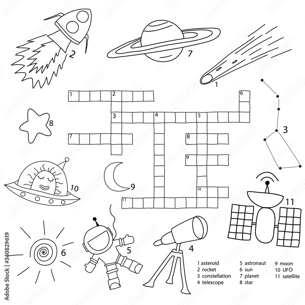 Crosswords puzzle game for preschool kids. Activity worksheet printable ...