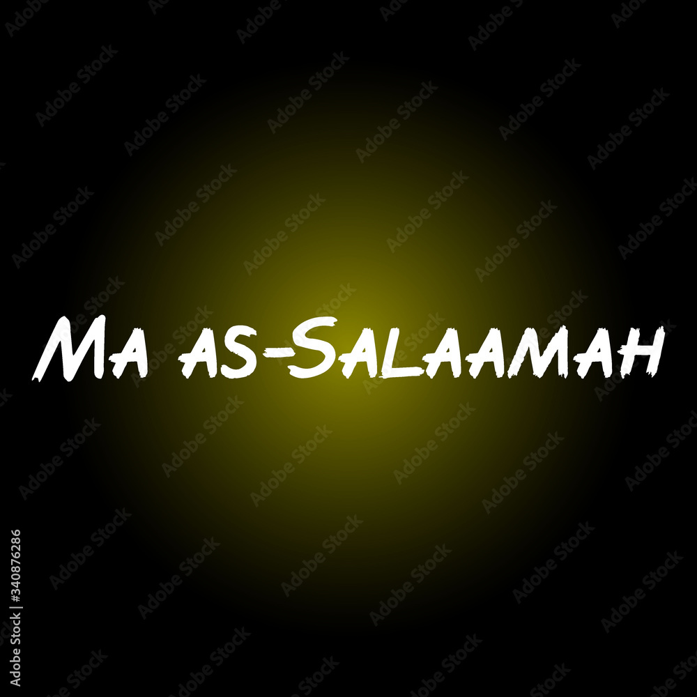 Ma as-Salaamah brush paint hand drawn lettering on black background ...