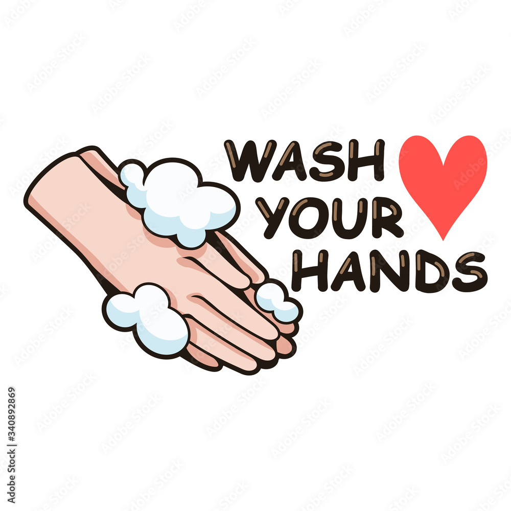 Vektor wash your hands cartoon sign clipart. Vector illustration ...