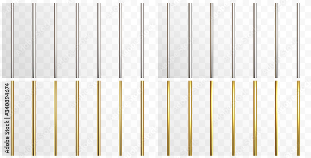 Prison metal bars set isolated on transparent background. Iron, steel ...