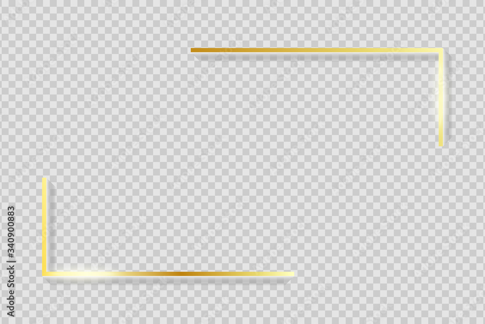 Golden frame elements. Gold angles border on transparent background ...