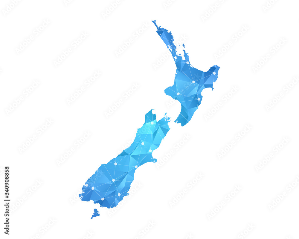 New Zealand Map - Abstract geometric rumpled triangular low poly style ...