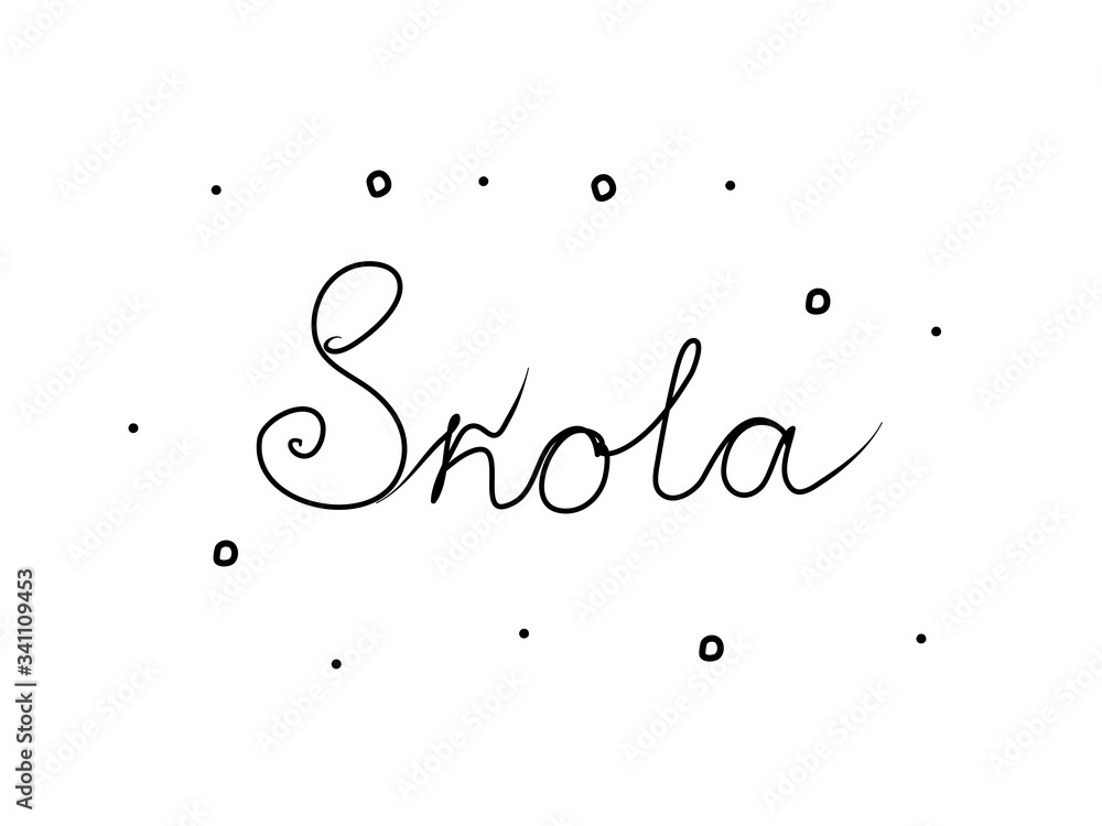 Skola phrase handwritten with a calligraphy brush. School in swedish ...