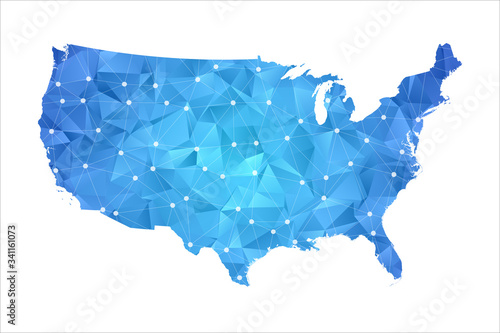 United States of America Map - Abstract geometric rumpled triangular ...