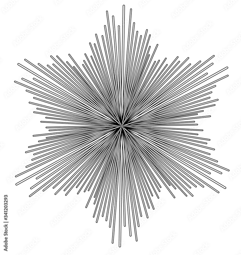 Outline drawing of rays of the sun in vintage style. Tattoo flesh ...