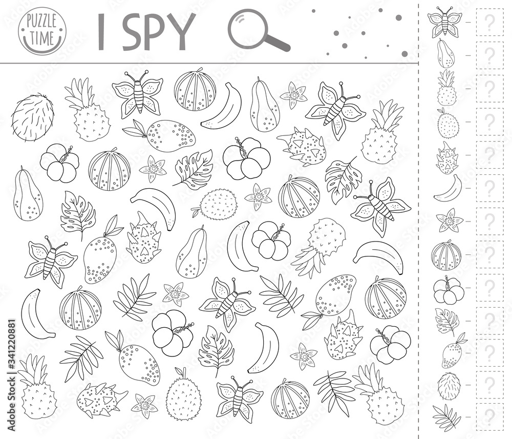 Tropical I spy game. Exotic searching and counting activity for ...