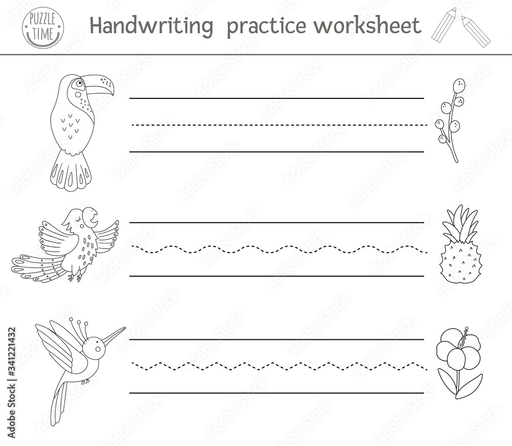 Stock-Vektorgrafik „Vector handwriting practice worksheet. Printable ...