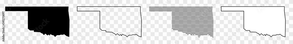 Oklahoma Map Black | State Border | United States | US America ...