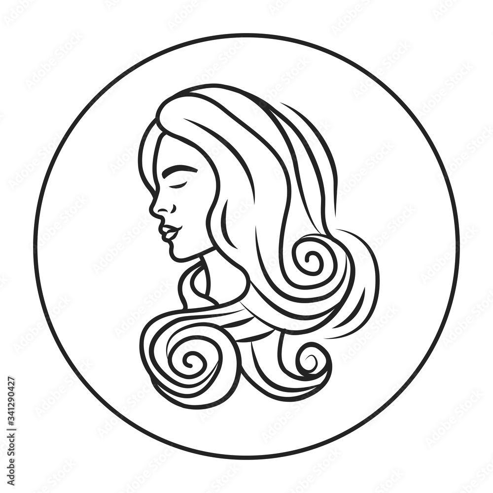 Virgo black line icon. Zodiac sign. Astrology and horoscope ...