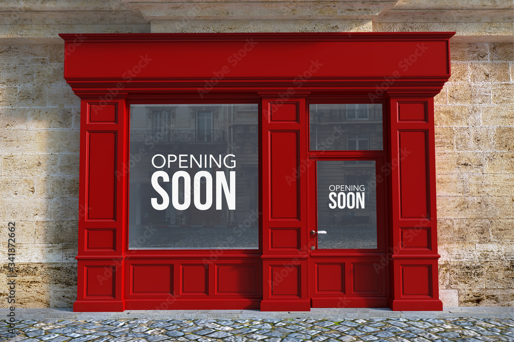 Opening soon red shop Stock Illustration | Adobe Stock