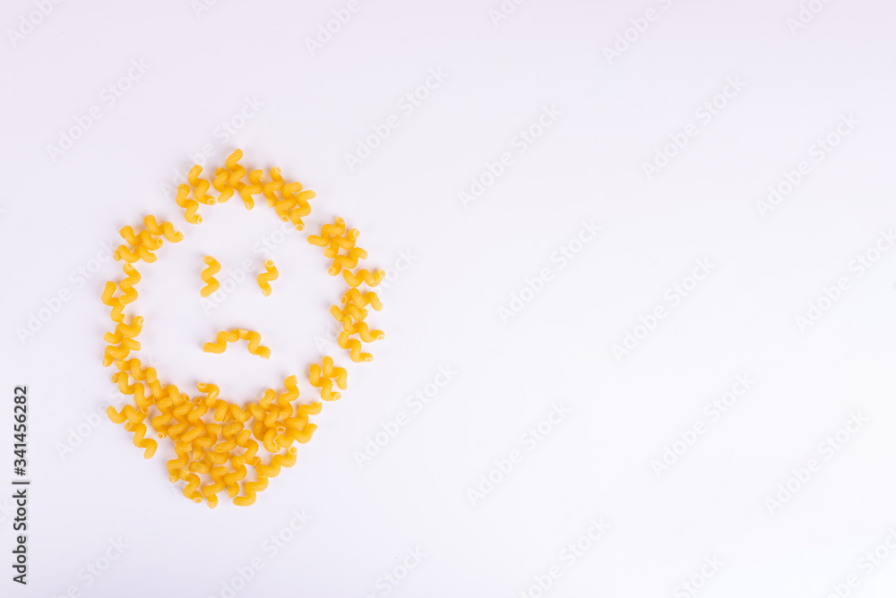 sad macaroni emoji on white with free space Stock Photo | Adobe Stock