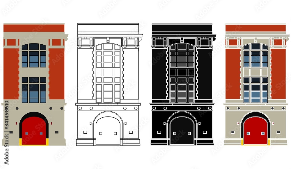 Ghostbusters Firehouse in front view Stock Vector | Adobe Stock
