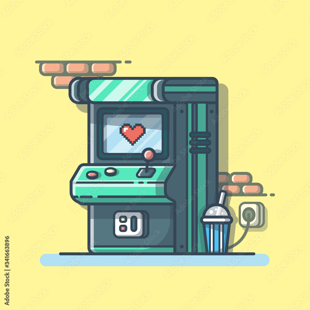 Arcade Machine with Soda Vector Illustration. Child Zone. Drink ...