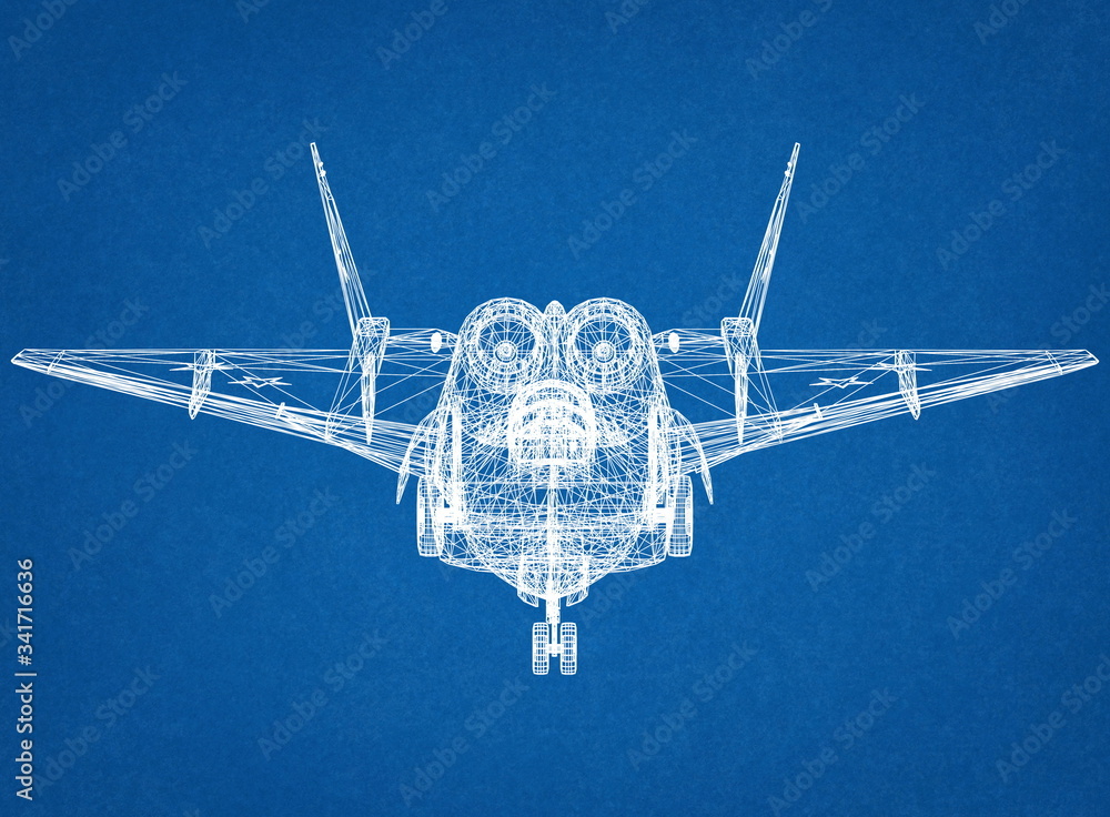 Military fighter jet blueprint Stock Illustration | Adobe Stock