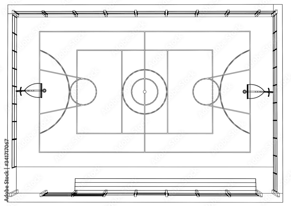 Basketball court blueprint Stock Illustration | Adobe Stock