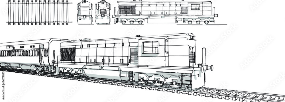 hand draw Illustration set of train, train drawing, train drawing ...