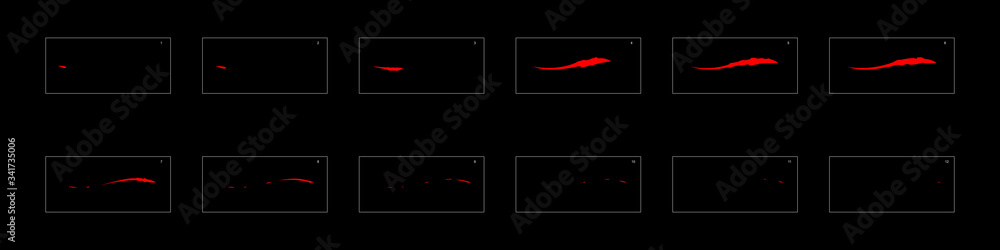 Shiny fire trail animation effect. smoke trail animation. frame by frame classic animation ...