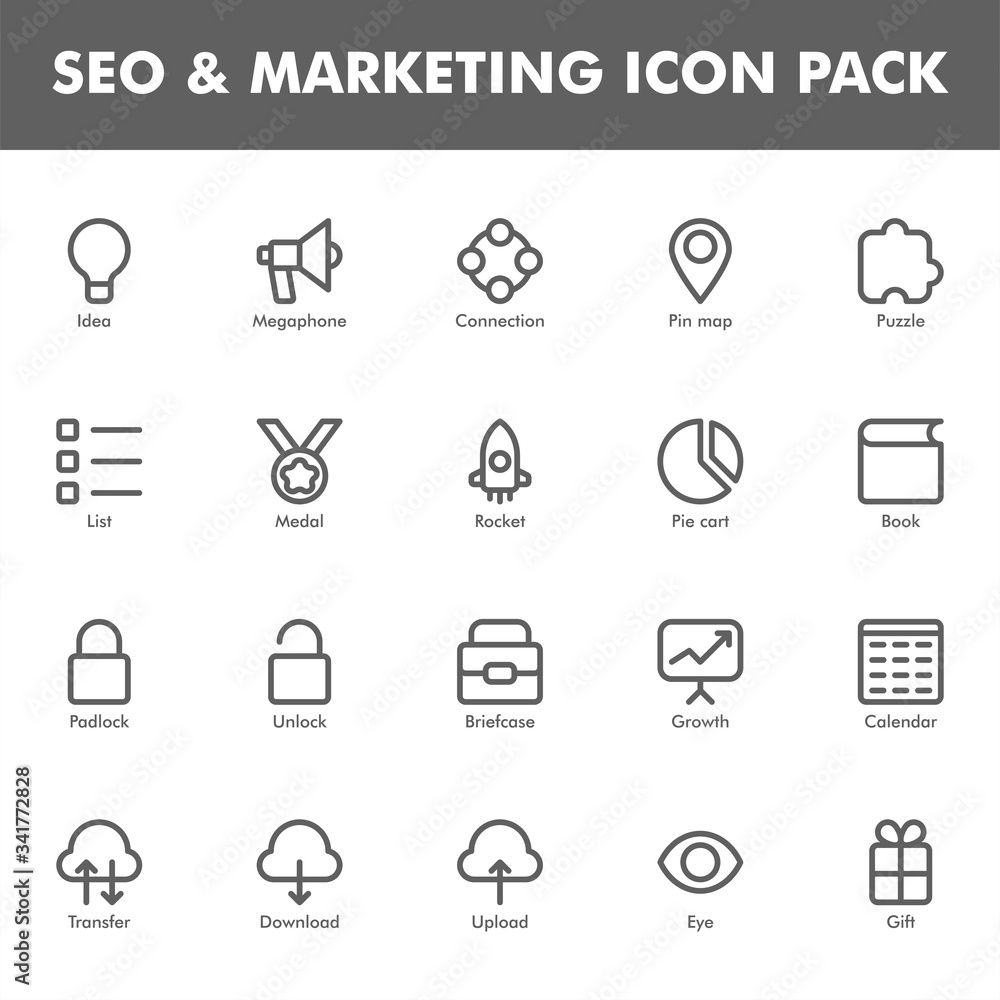 Seo & Marketing icon pack isolated on white background. for your web ...