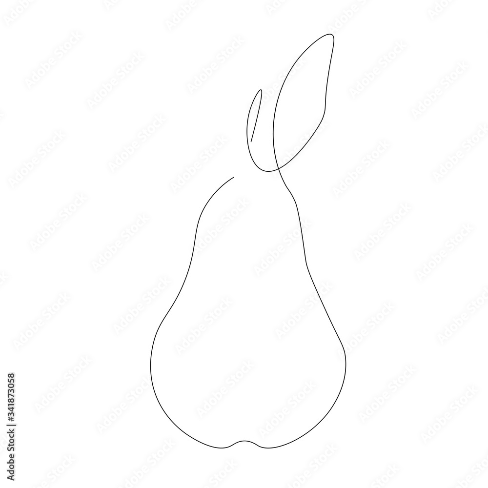 Pear fruit icon or logo line drawing. Vector illustration Stock Vector ...