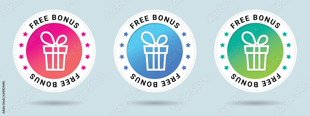 Free Bonus stamp vector illustration. Vector certificate icon. Set of 3 ...