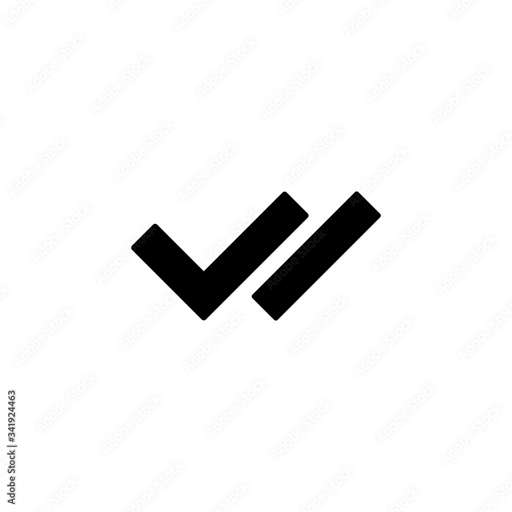 Checkmark double right symbol icon set, wrong symbol on isolated white ...