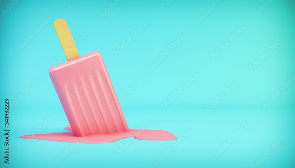 Pink melting ice cream Stock Illustration | Adobe Stock