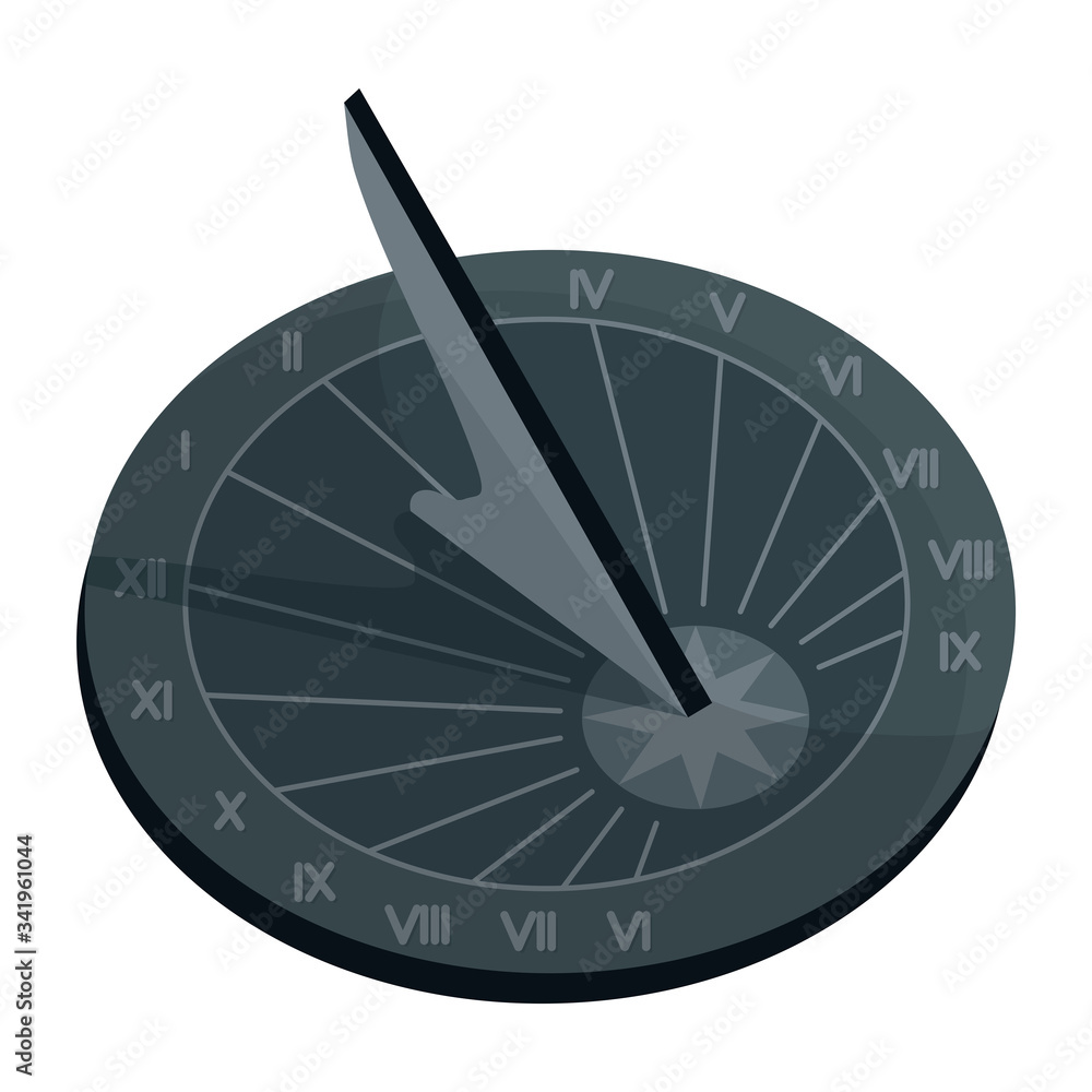 Sundial icon in grey color - stock vector illustration. Sun clock in ...