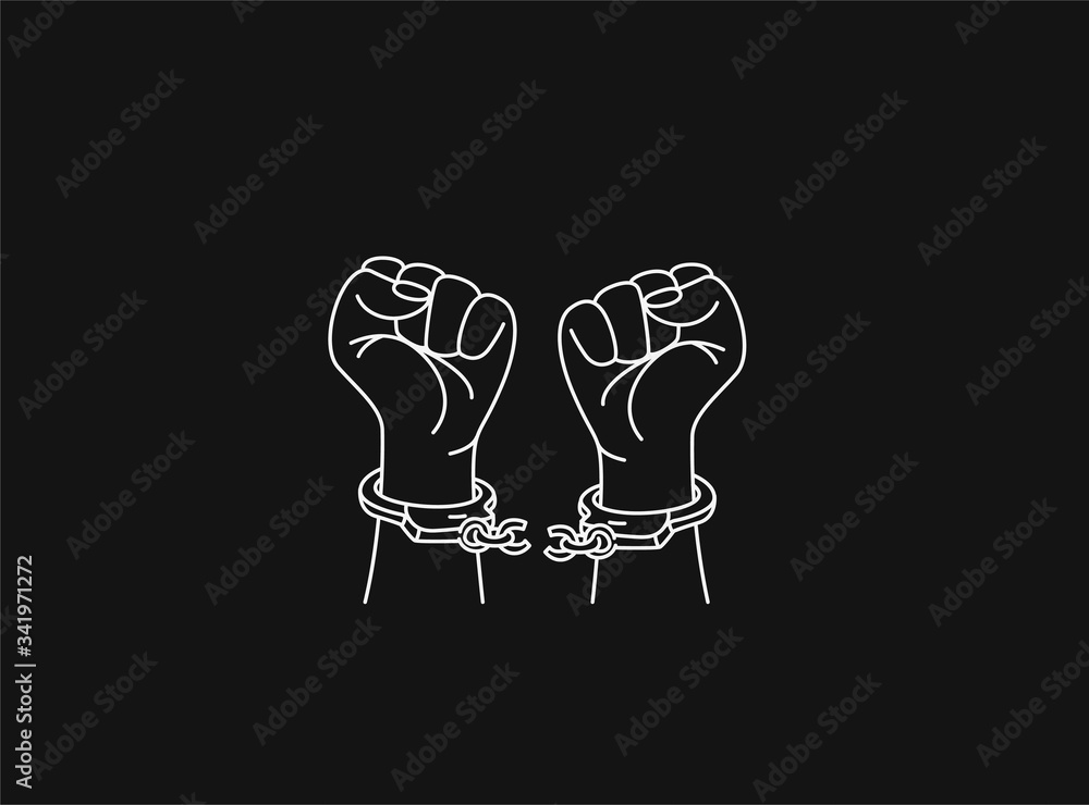 Broken handcuff Freedom concept, Hand Drawn Sketch Vector illustration ...