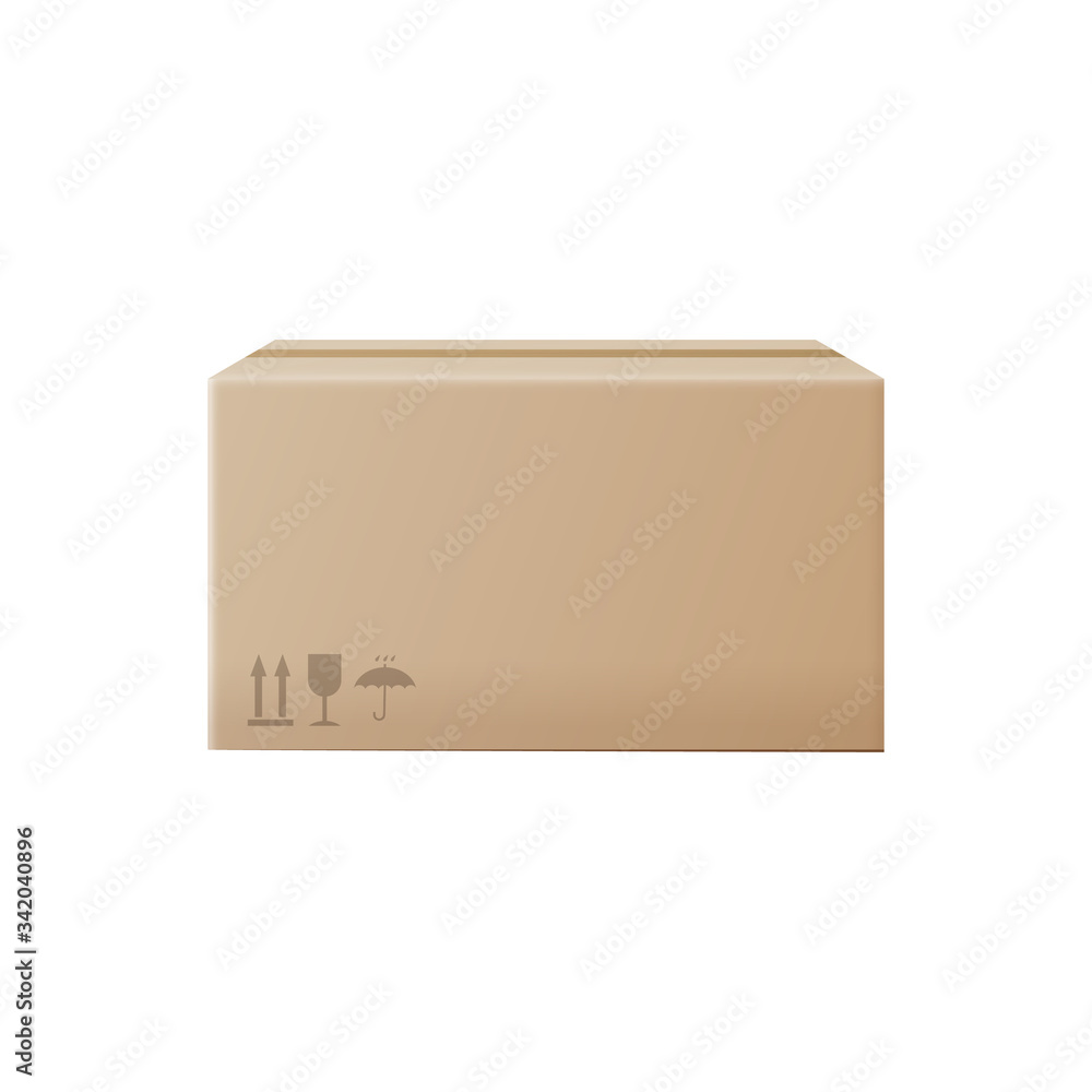 Closed carton box or packaging mockup, realistic vector illustration ...