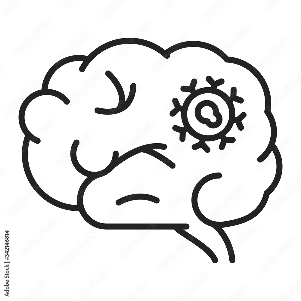 Brain cancer line black icon. Malignant neoplasm. Oncology.Pictogram ...