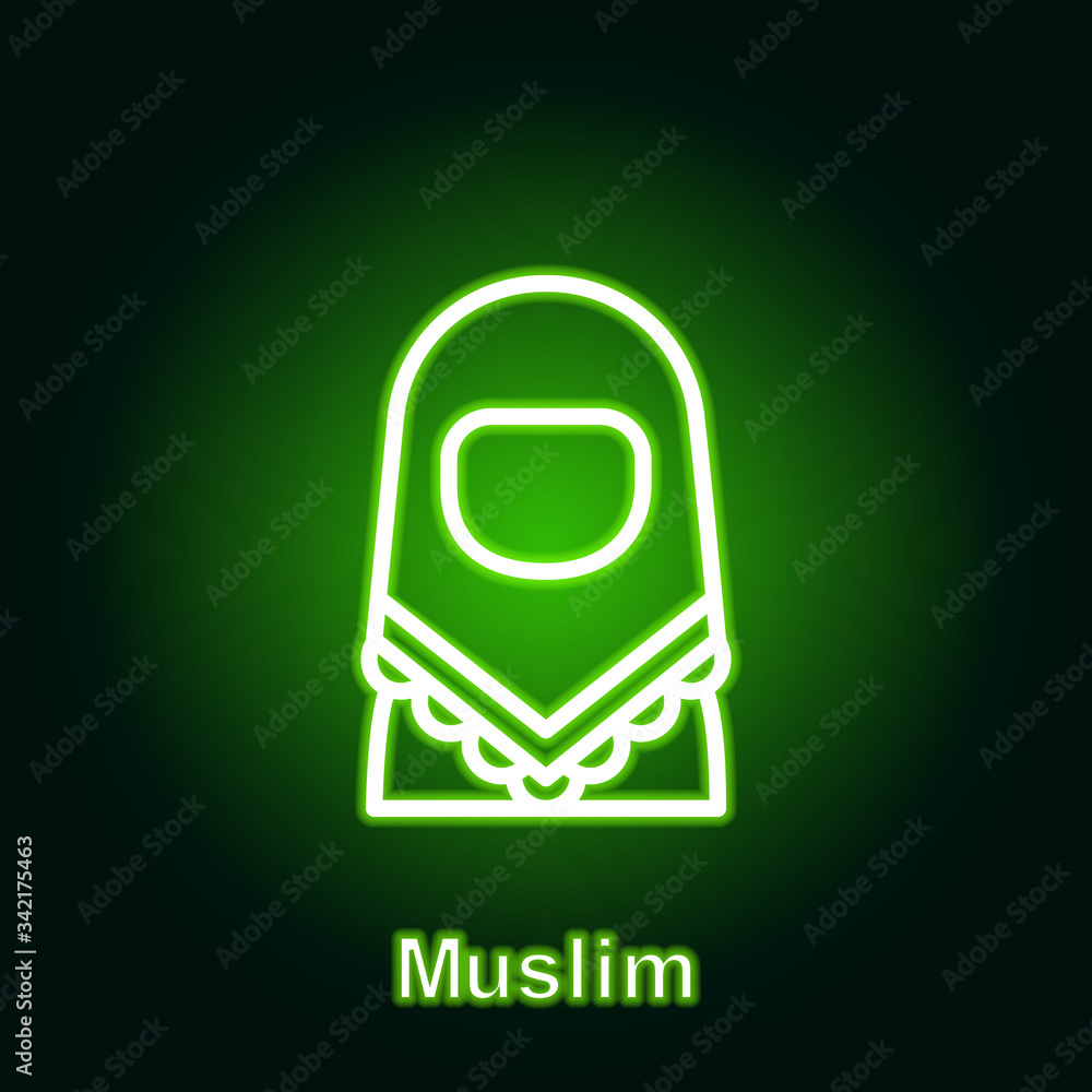 Ramadan muslim outline neon icon. Element of Ramadan day illustration ...