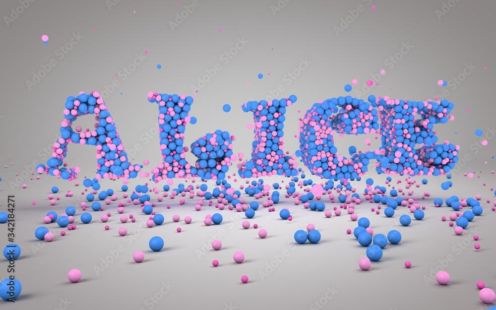 3d render. Text with the word "Alice". Unusual background for your ...