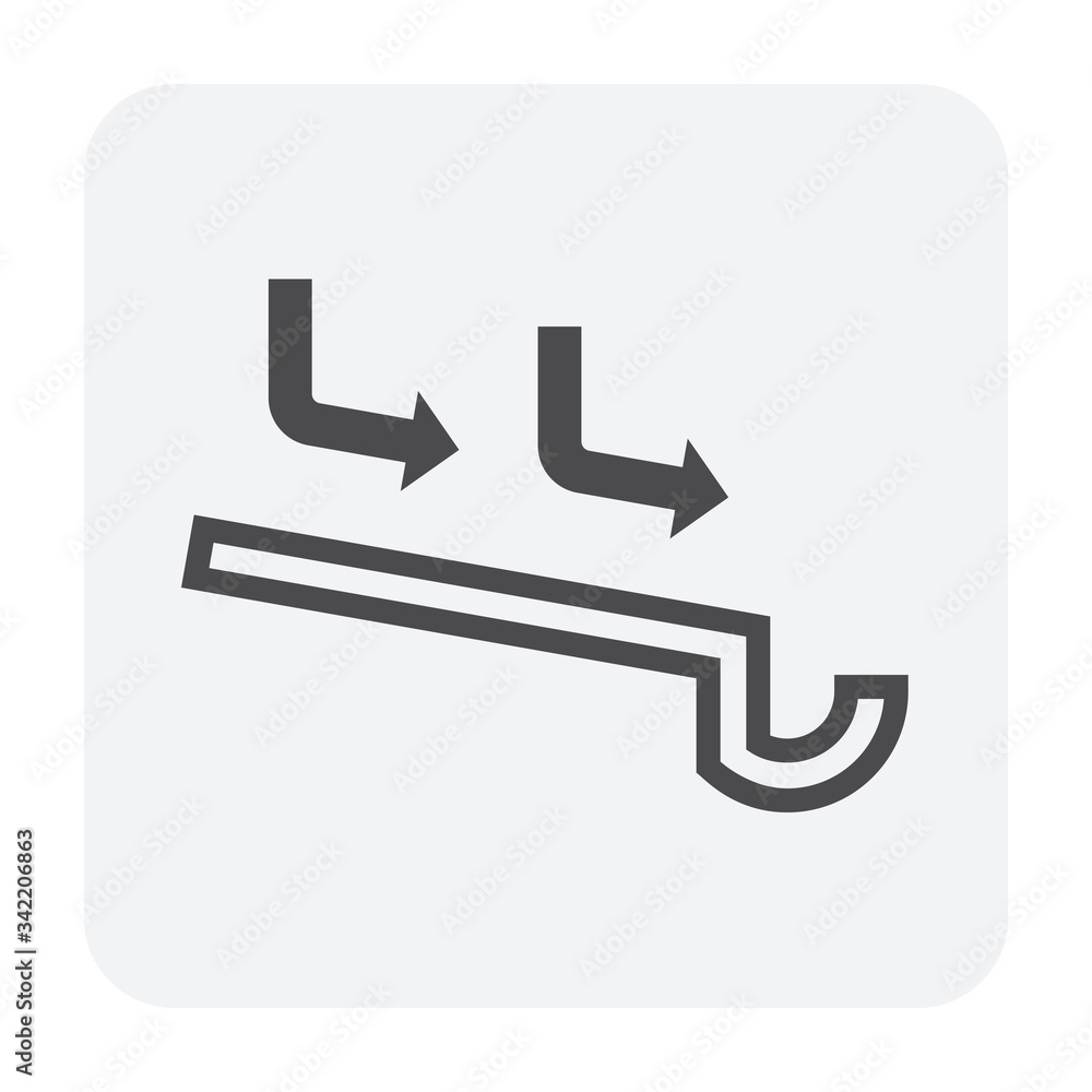 Rain gutter vector icon. Also called eavestrough, eaves-shoot or ...