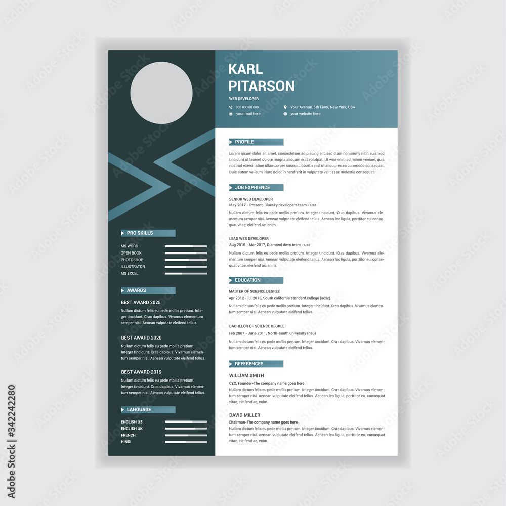 Creative professional resume template design Stock Vector | Adobe Stock