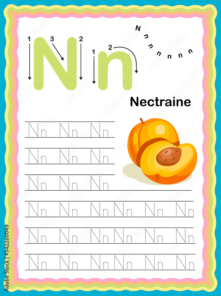 Preschool Colorful letter N Uppercase and Lowercase Tracing alphabets ...