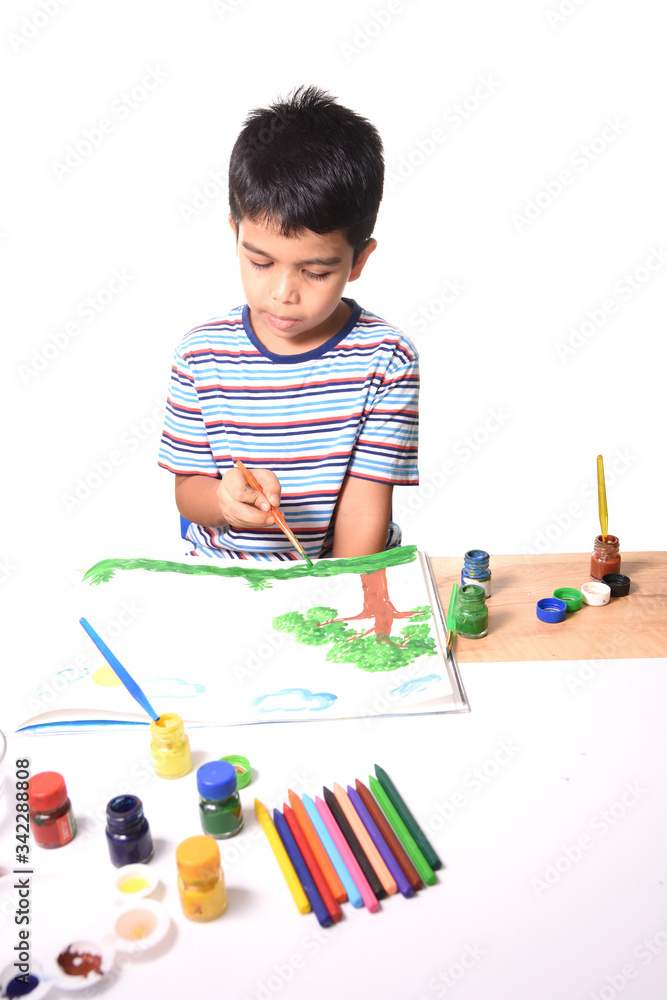 Little kid drawing and painting Stock Photo | Adobe Stock