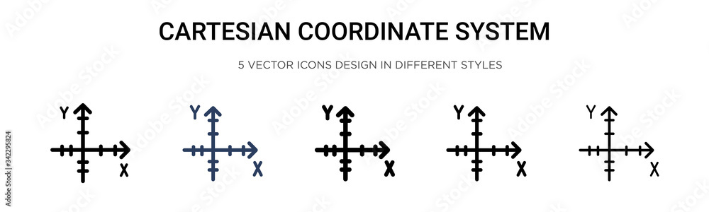 Cartesian coordinate system icon in filled, thin line, outline and ...