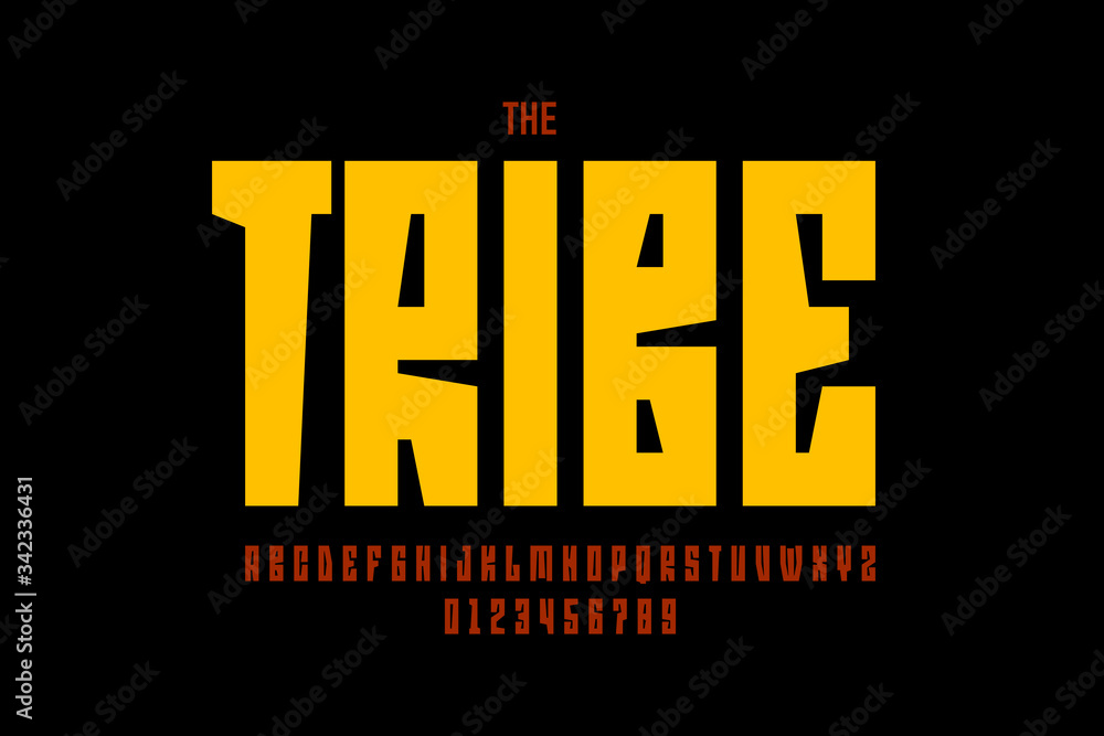 Tribal style font design, alphabet letters and numbers Stock Vector ...