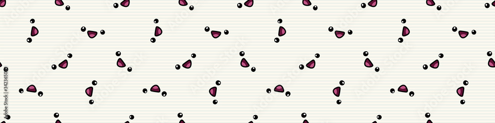 Kawaii Japanese laughing face seamless vector border. Hand drawn facial ...