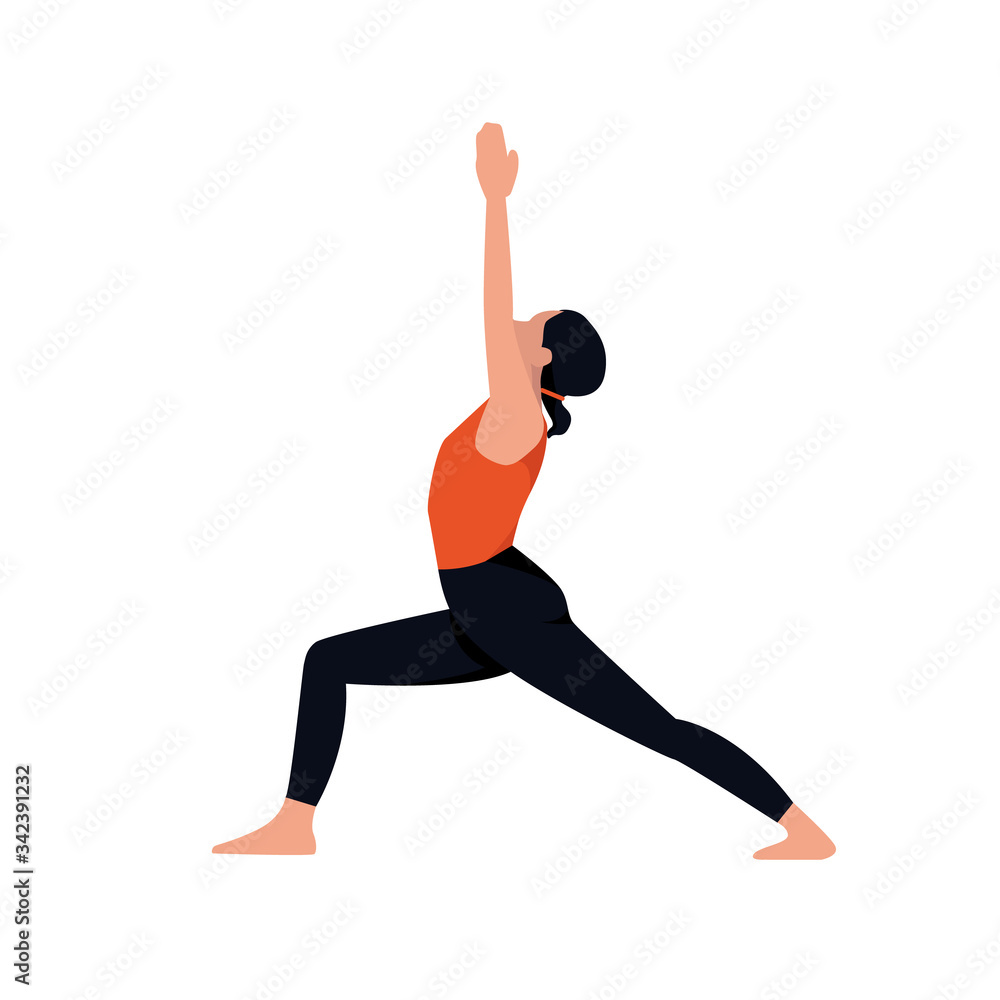 Sport illustration flat style, cute sturdy girl doing yoga on an ...