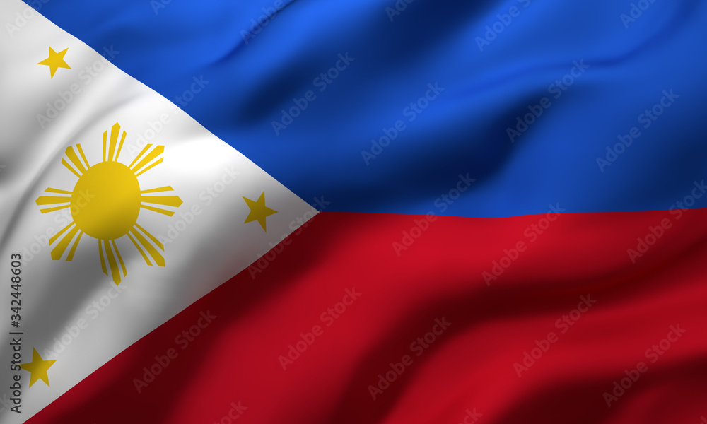 Flag of Philippines blowing in the wind. Full page Philippines flying ...