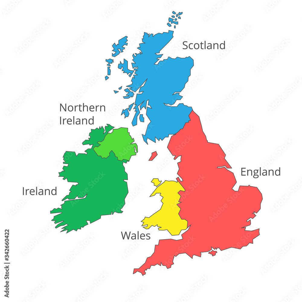 Vector isolated the UK map of Great Britain and Northern Ireland ...