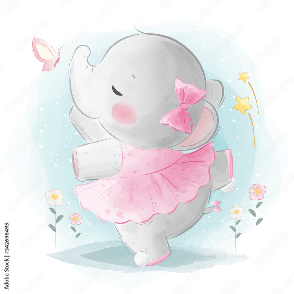 Cute Elephant Ballerina Stock Vector | Adobe Stock