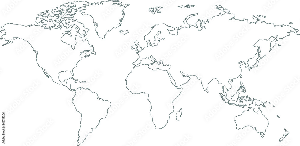 world map vector. Isolated on white background. Stock Vector | Adobe Stock