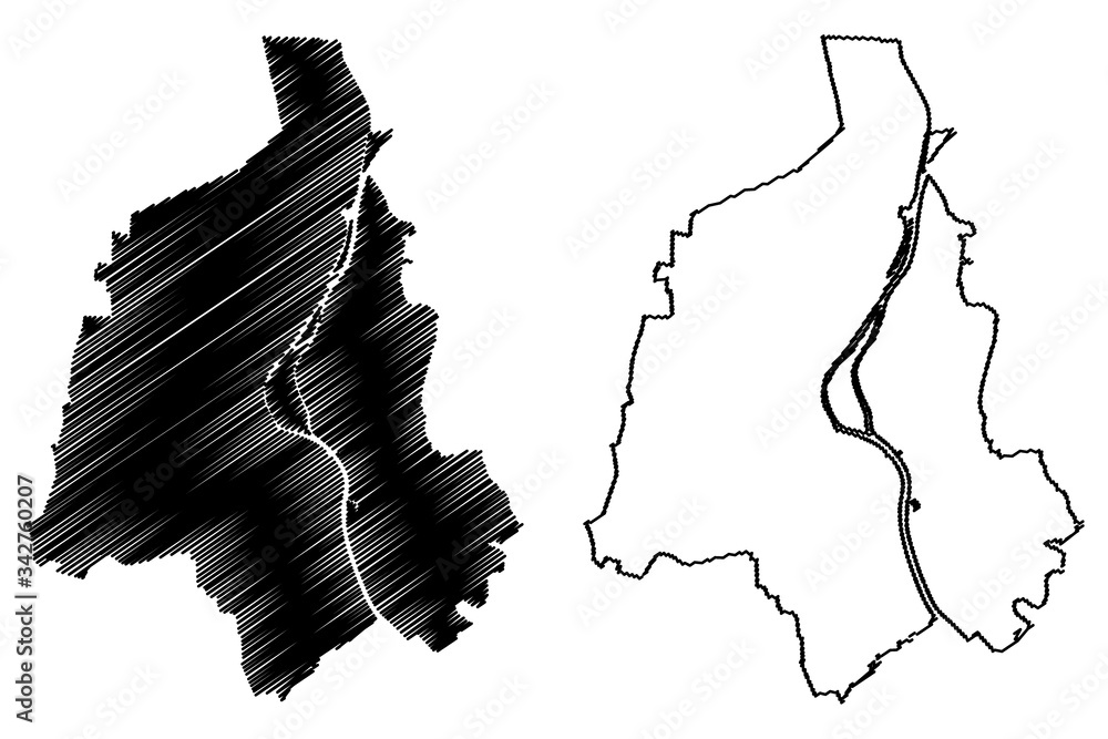 Magdeburg City (Federal Republic of Germany, Saxony-Anhalt) map vector ...
