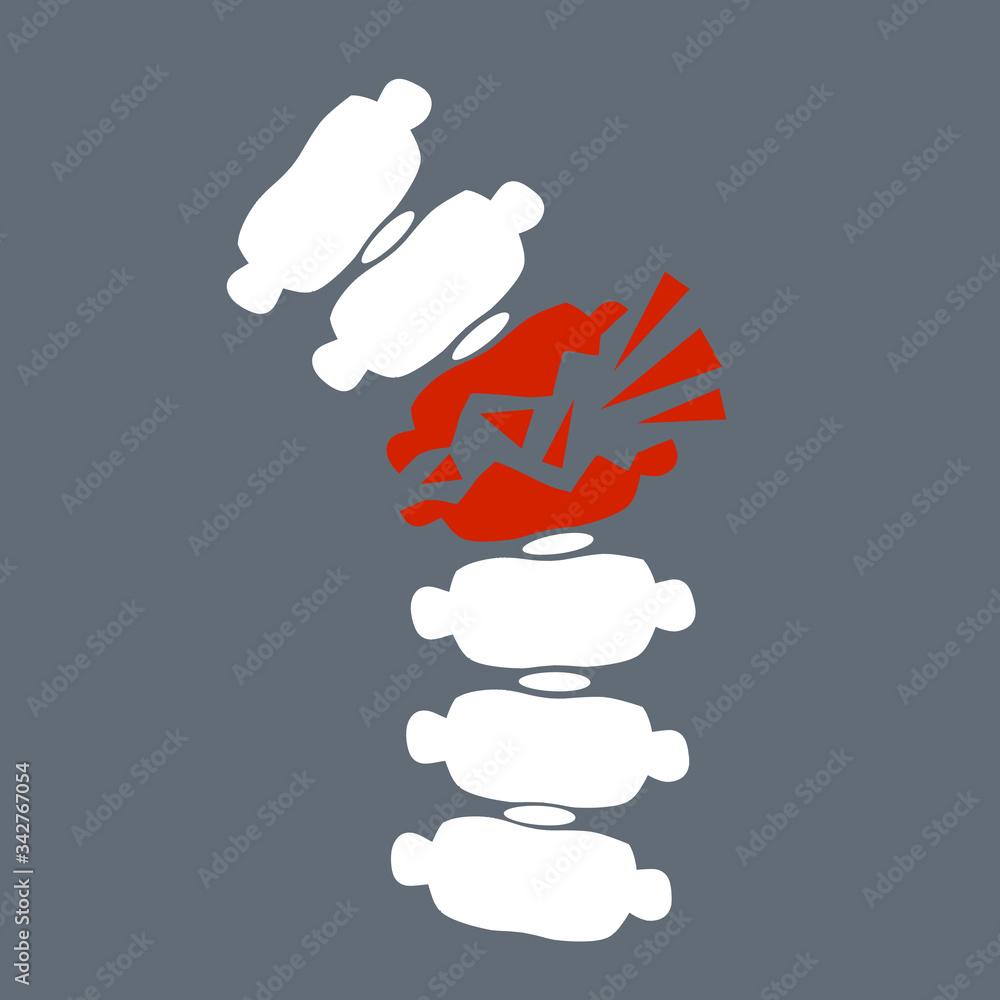 Problems with spine. Posture issues. Sick red place. Crack in White ...
