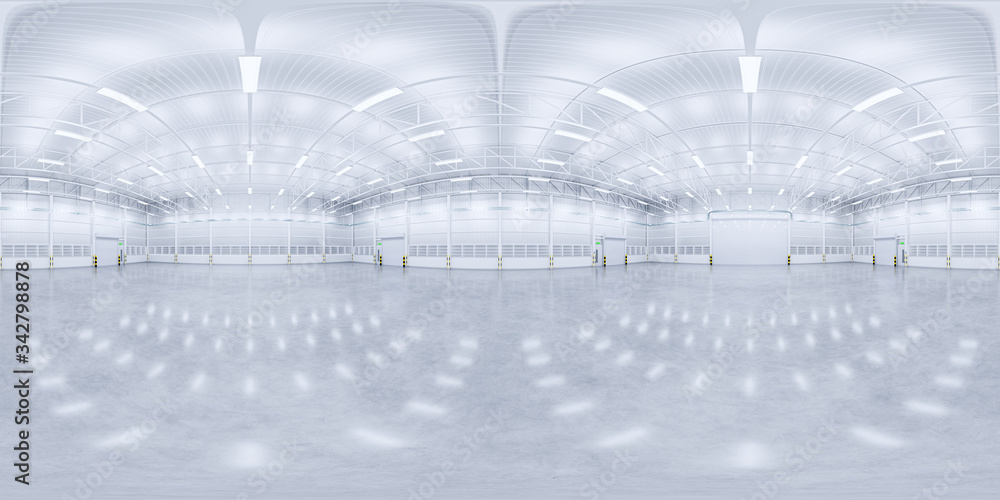 Ilustrace Roller door or roller shutter inside factory, warehouse or ...