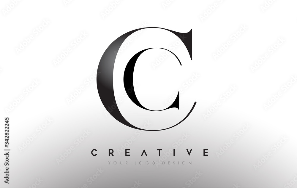 CC letter design logo logotype icon concept with serif font and classic ...