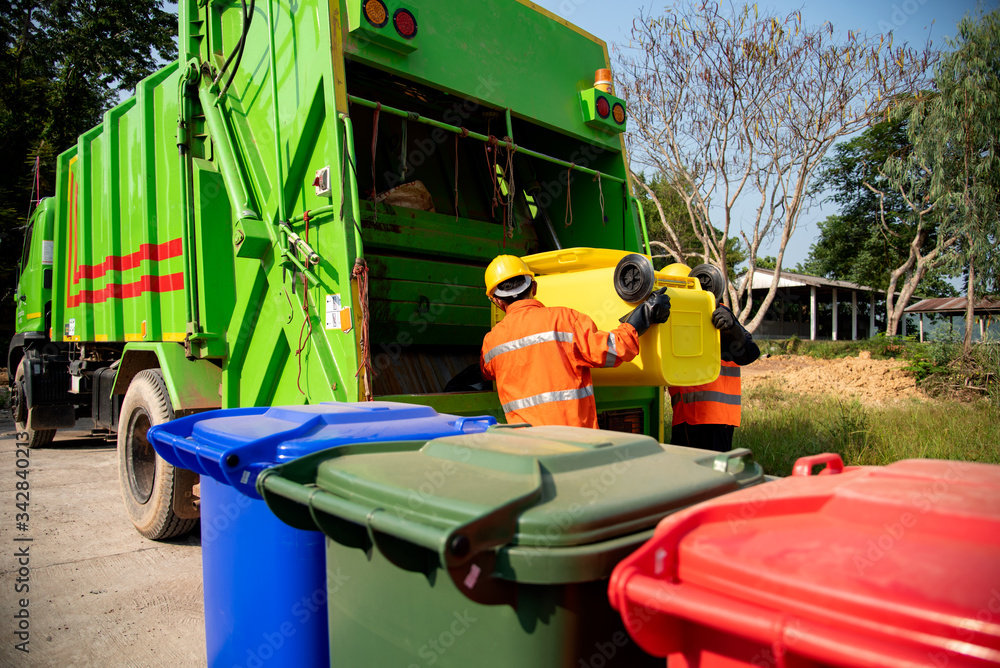 Garbage collector Worker of urban municipal recycling garbage collector ...